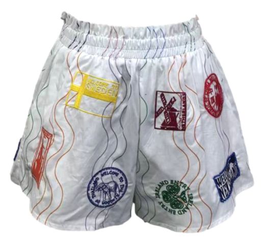 White Multi Passport Stamp Short | Queen Of Sparkles Lexi Jade's Boutique