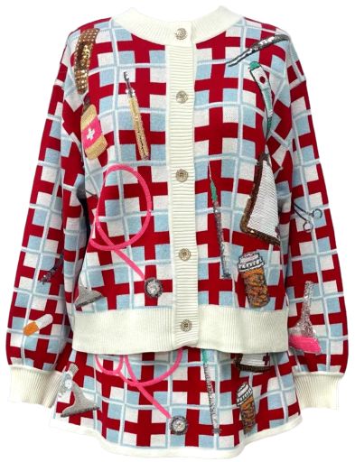Red & Blue Medical Supply Cardigan | Queen Of Sparkles Lexi Jade's Boutique