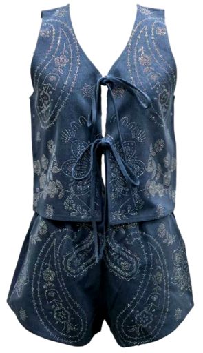 Denim Sequin Paisley Print Tie Tank | Queen Of Sparkles Lexi Jade's ...