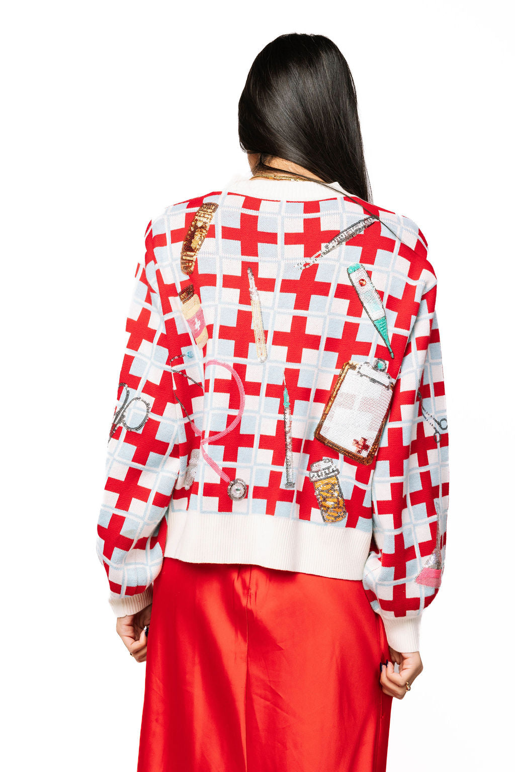 Red & Blue Medical Supply Cardigan | Queen Of Sparkles Lexi Jade's Boutique