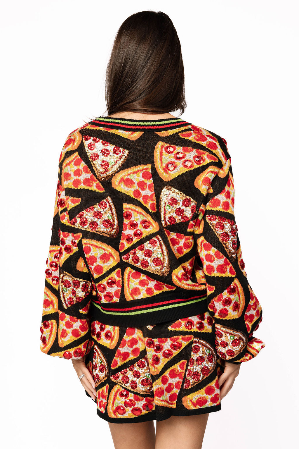 Black Pepperoni Pizza Button Up Cardigan | Queen Of Sparkles Lexi Jade ...